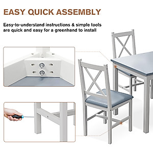 Lumelay Dining Table Set for 2-4 Person,Morden Wooden Small Kitchen Table Set,5 Piece Breakfast Dining Room Table and Upholstered Chairs for Apartment,Space-Saving Design (Blue)