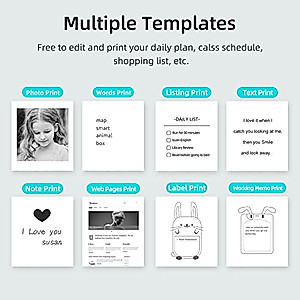 HXBER Mini Photo Printer, Mini Pocket Photo Printer Portable Thermal Printing Machine 203DPI Wireless BT Connection for Picture Lable DIY Handcraft List Meno Notes Journal Receipt Paper Instant