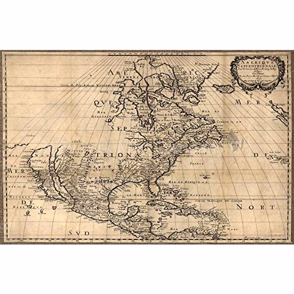 1650 Map| North America| Amerique septentrionale Map Size: 16 inches x 24 inches