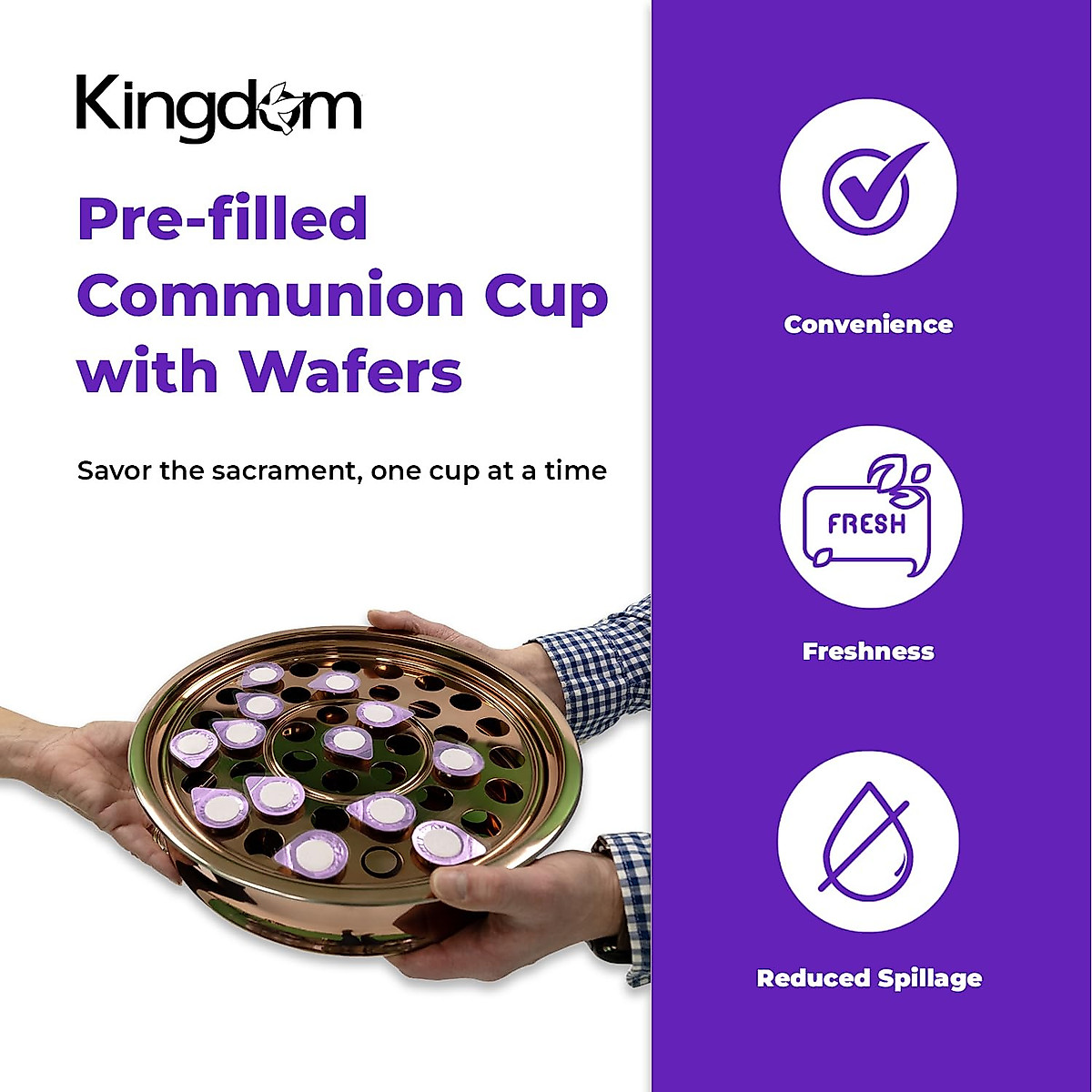 Kingdom Prefilled Communion Cup with Wafers(250ct red juice) Sealed in a Single-Serving Container with One-Year Shelf Life, Perfect for Holy Eucharist Celebration in Hospitals, Summer Camps, and More!