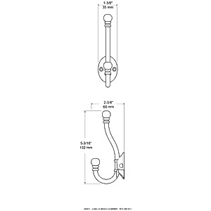 Liberty B46305C-FB-C Ball End Coat and Hat Hook, Flat Black