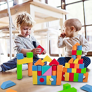 UNIH Foam Building Blocks for Toddlers 1-3, Soft Stacking Toys for 1 2 3 4 Year Old Boys Girls, Kids Stackable Block Set (94 pcs)