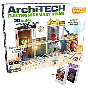 SmartLab Toys Archi-TECH Electronic Smart House - Educational Home Design Room Decoration Stem Building Toys & Engineering Kit - Build Your Own Smart House with Activity Book Building Set & 2x E-Books