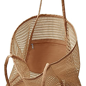 Tibroni Mesh Beach Tote Bag Women, Extra Large Beach Bags, Pool Bag, Big Capacity Shoulder Handbag for Beach Shopping Picnic Travel