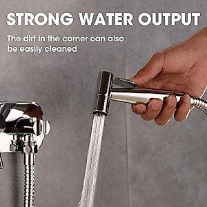 DIKUROOMS Brass Wall Mount Toilet Bidet Faucet Concealed Handheld Spray Set Hot and Cold Water Diaper Sprayer Shattaf Bidet Attachment, Chrome
