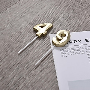 2 inch Gold 49 Birthday Candles, 3D Diamond Number 49th Cake Topper for Boys Girls Birthday Party Decorations Theme Party