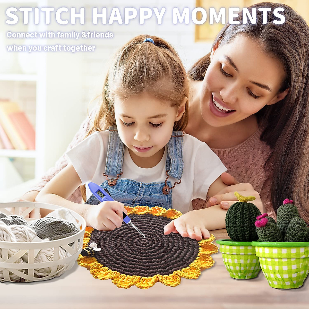 Zcvtbye Counting Crochet Hook Set,Ergonomic Crochet Hooks with LED Light and Digital Stitch Counter, Beginner Knitting Kit with 12 Interchangeable Crochet Hooks for Crocheting and Knitting