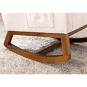 Dolonm Rocking Chair Mid-Century Modern Nursery Rocking Armchair Upholstered Tall Back Accent Glider Rocker for Living Room (Beige-Linen)