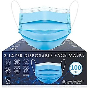 Disposable Face Masks, 100 Pac Face Mask Disposable Mask-Blue