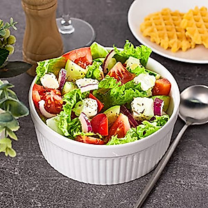 Delling Large Ramekins 32 Oz Oven Safe/Soup Bowls, 1 Quart Serving Bowls Ceramic Round for Baking, Salad, Pasta, Creme Brulee, Souffle Dish, Pot Pie