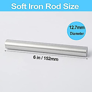Soft Iron Rod, High Pure Iron Rod, Ideal Core for Making Electromagnets, 0.5" Diameter, 6" Long