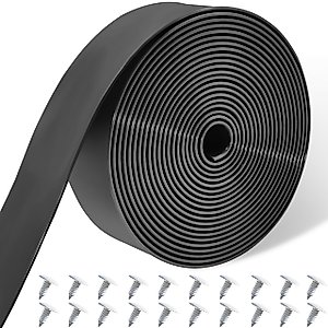 Lumpro Vinyl Straps for Patio Chair Repair Kit 2'' Wide 10 Ft Long Replacement Straps + 20 Free Rivets for Outdoor Lawn Furniture Chaise Lounge Repair (Black)