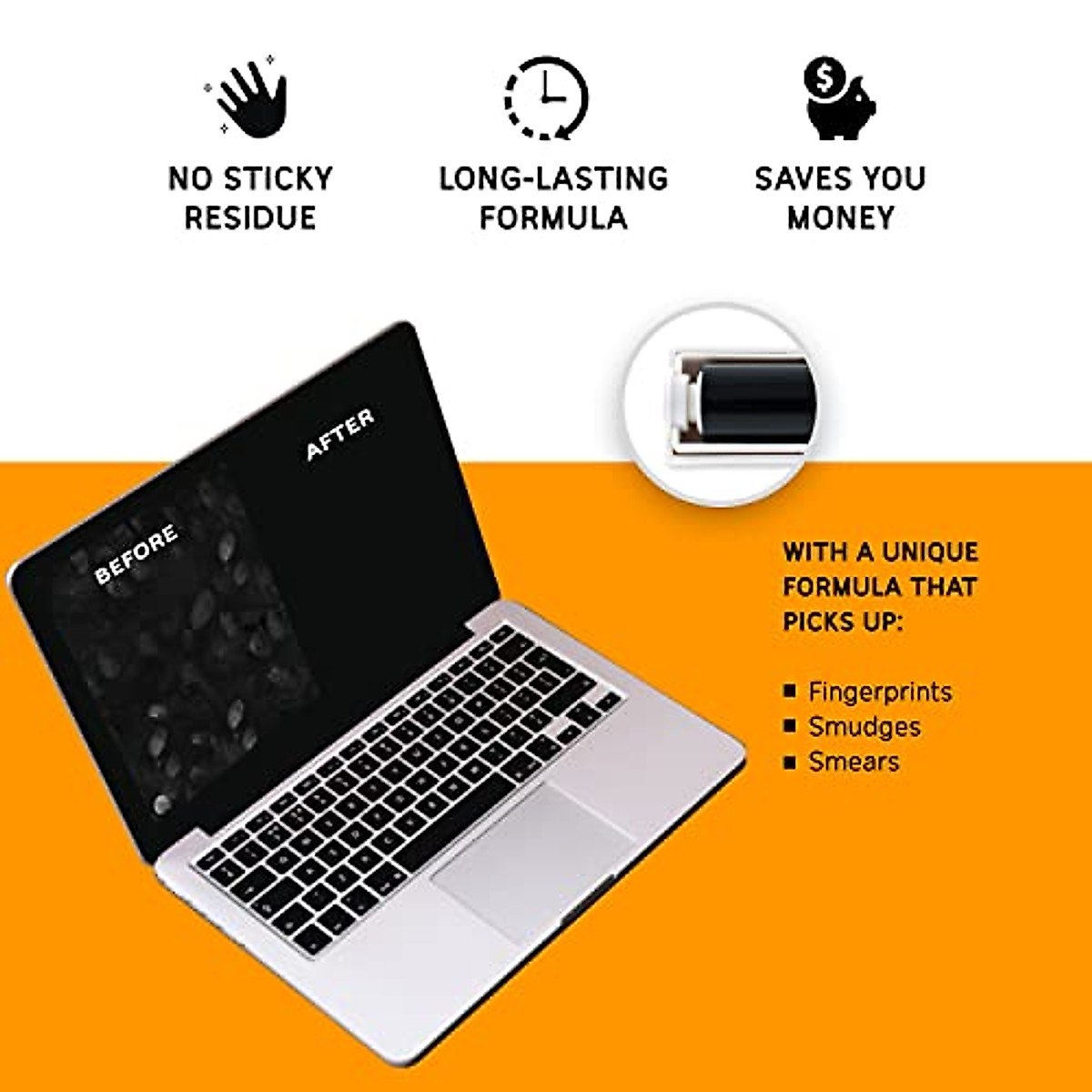 iRoller Premium Screen Cleaner, Reusable Liquid-Less, Non-Chemical Phone Cleaning Roller for iPhone, iPad, Laptop, MacBook, Computer Monitors, TV & Smartphones - No Wipes, Cloth or Spray Required