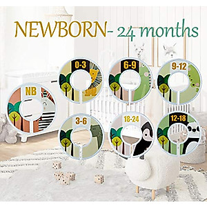 Baby Nest Designs Closet Dividers for Baby Clothes, 7X Unisex Baby Clothing Size Age Dividers from Newborn Infant to 24 Months,Closet Organizer, Nursery Decor & Baby Gift (Animal)