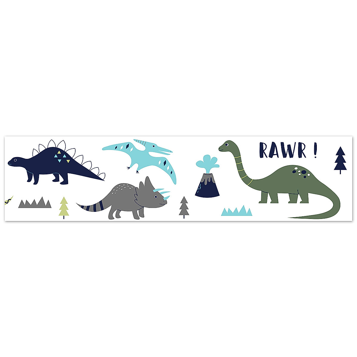 Sweet Jojo Designs Baby Childrens and Kids Wall Paper Border for Blue and Green Modern Dinosaur Collection