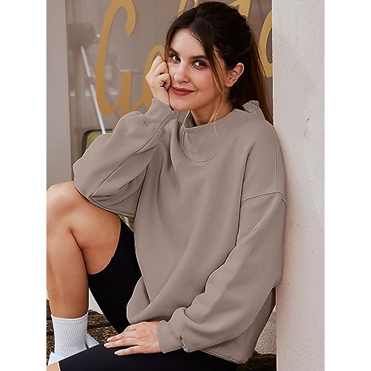 Trendy Queen Oversized Sweatshirts For Women Turtleneck Pullover Fleece Long Sleeve Hoodies Tops Fall Outfits Y2K Fashion Clothes
