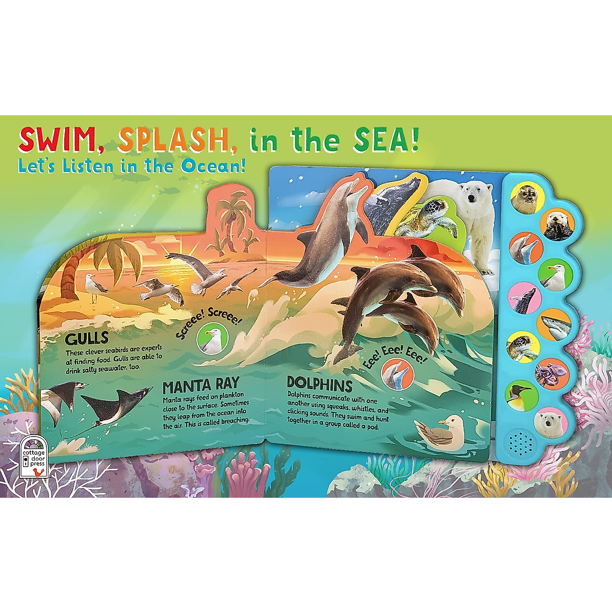 Swim and Splash in the Sea! Let's Listen to the Ocean - 10-Button Children's Sound Book, Ages 2-7