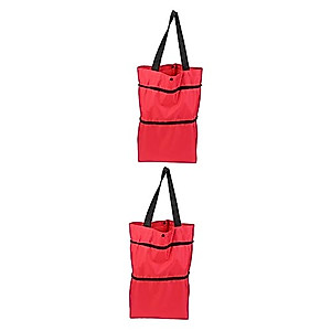 STOBOK 2pcs Portable Wagon Tug Bag Folding Luggage cart Foldable Rolling cart Foldable Tote Collapsible Tote Trolley Car Vegetables Organizer Folded Shopping Cart Tram Trolley Bag Wheel