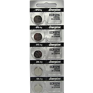 Energizer 5 CR1216 EC1216 3v Lithium Electronic Mercury Free Batteries