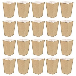 BESTOYARD 50pcs Popcorn Box Kraft Paper Popcorn Holder Classic Open-top Popcorn Boxes Reusable Oil-Proof Snack Containers for Movie Theater Wedding Birthday Parties (9x9x13cm)