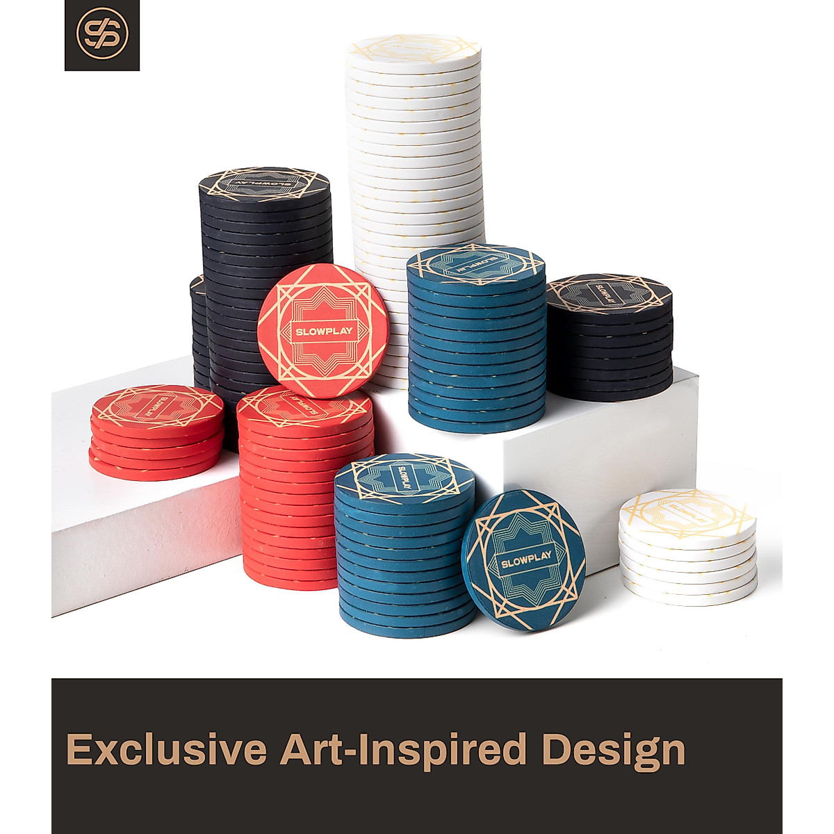 SLOWPLAY Nash Ceramic Poker Chips in Bulk, Casino Grade Ceramic 12-Gram Poker Chip for Texas Hold'em, 43mm Professional Chips Pack of 50 with Denomination of 500