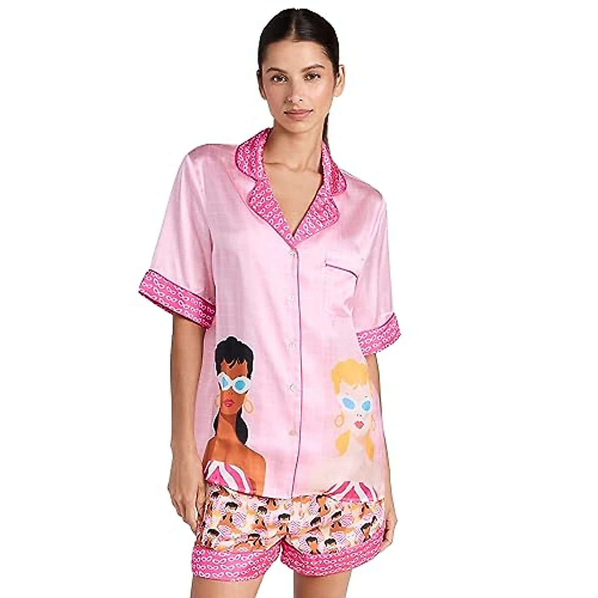 Karen Mabon Women's Barbie Short Set, Pink Multi, S