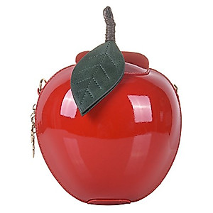 QZUnique Fruit Shape Handbag PU Crossbody Shoulder Bag Adjustable Strap Clutch Jelly Purse red Apple