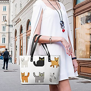 Womens Handbag Animal Cat Leather Tote Bag Top Handle Satchel Bags For Lady