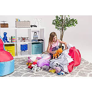 Posh Creations Stuffed Animal Chair for Kids, Toy Organizer, Cover Large 30" Children's Bean Bag, White Shark