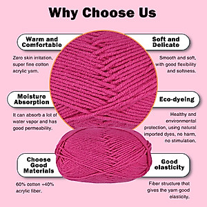 2 Pcs 100g Cotton Acrylic Yarn for Crocheting,Soft and Fluffy Crochet Yarn for Knitting and Crafts，4 ply Warm Yarn for DIY Slippers Cushions Dolls Bags Blankets Ornaments and Trinkets（Aqua Green）