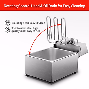 Electric Deep fryer Single Tank Deep Fryer with Basket Capacity 10L(10.5QT) Electric Countertop Fryer Stainless Steel Deep Fryers for Restaurant Home Use, 1700 Watts, 110V (10L)