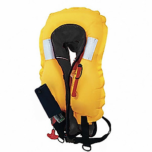 Compact FLOATTOP 150N Buoyancy PFD Outdoor Life Vest Automatic/Manual Inflatable Life Jacket PFD with 33g CO2 Cartridge (Black, Automatic)