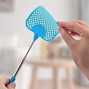 RMISODO 4 Pieces Plastic Fly Swatter Extendable Manual Swat Fly Tool with Stainless Steel Telescopic Handle, Random Color