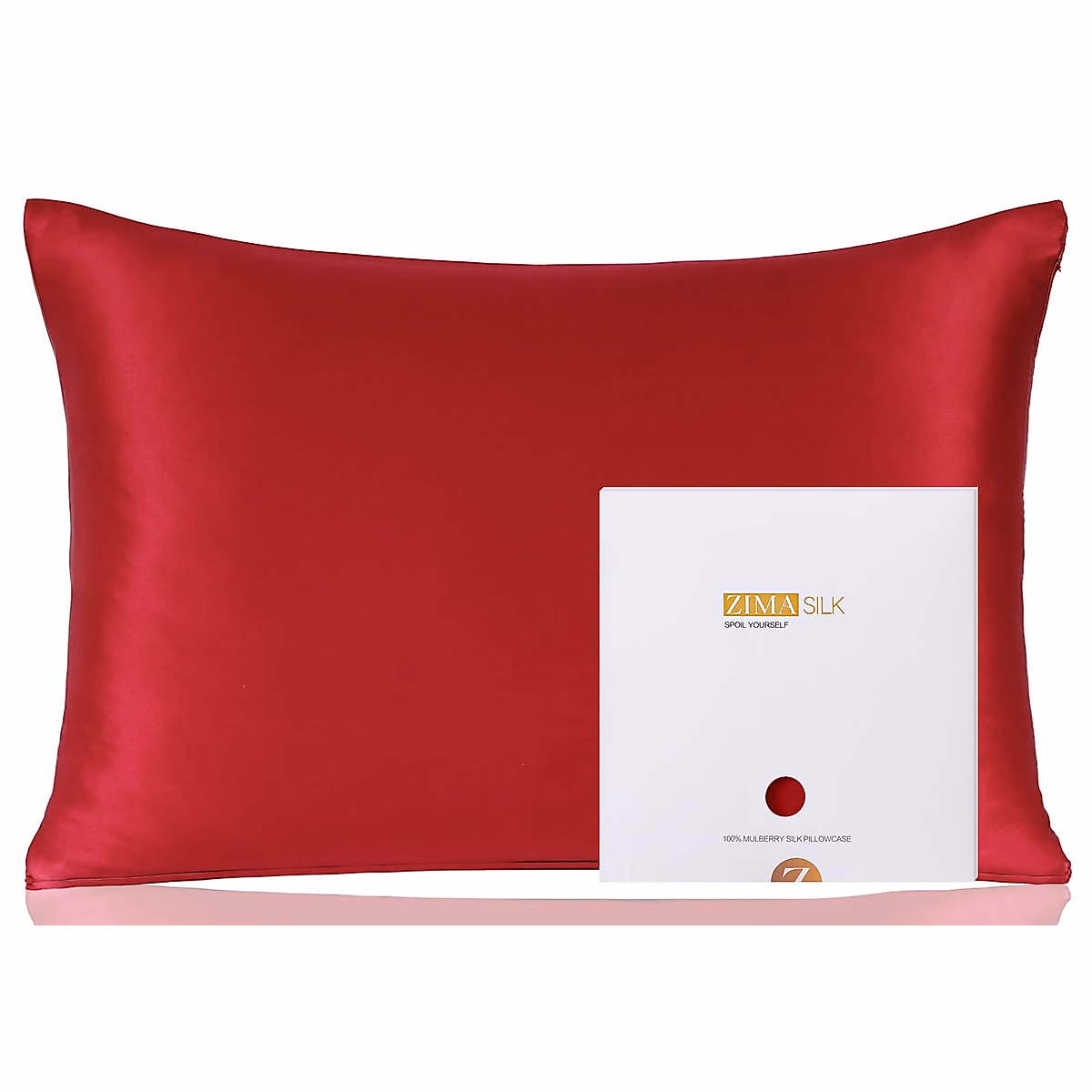 ZIMASILK 100% Pure Mulberry Silk Pillowcase for Hair and Skin Health,Soft and Smooth,Both Sides Premium Grade 6A Silk,600 Thread Count,with Hidden Zipper,1pc(Standard 20''x26'',Burgundy)