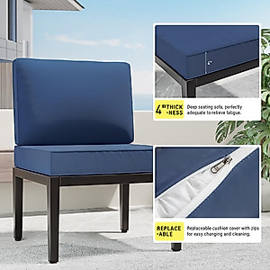 RTDTD 14-Piece Patio Furniture Set Metal Conversation Sectional Set with Coffee Table and Thick Cushion Modern Style Outdoor Patio Sofa Set Suitable for Patio, Backyard and Deck(Navy Blue)