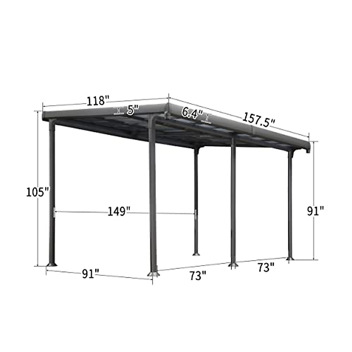 PURPLE LEAF Outdoor Polycarbonate Pergola 10' x 13' with Retractable Sun Shade Shelter Tilted Roof Patio Hardtop Pergola