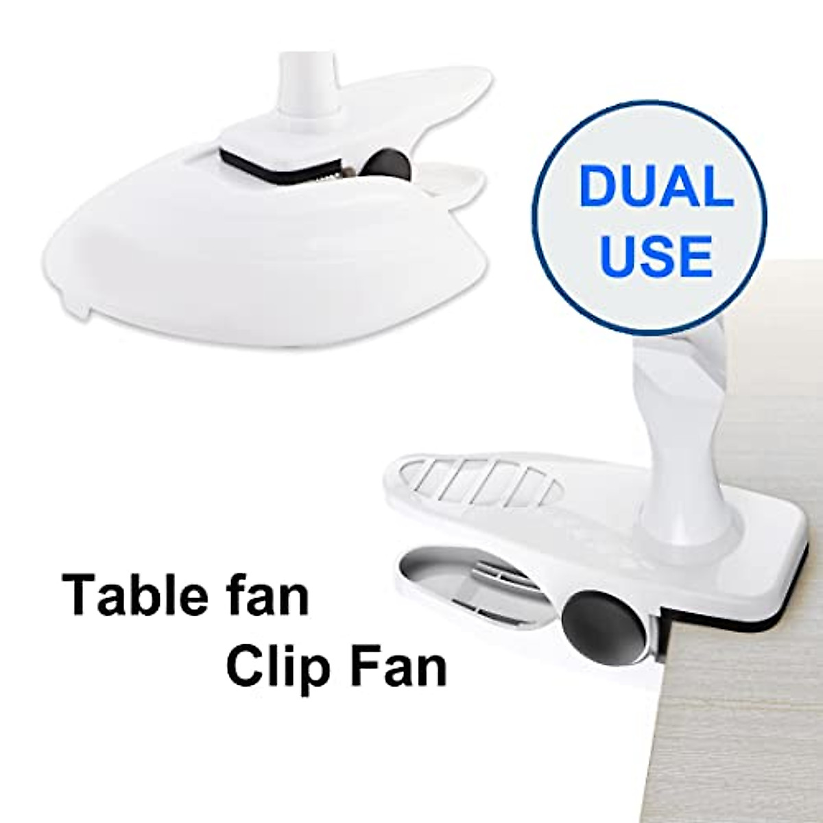 6 inch 2 speed-Adjustable Tilt, 2 in 1 clip and table fan Personal Clip On Fan plug in clip fan For The Home, Office, Dorm White color Fan