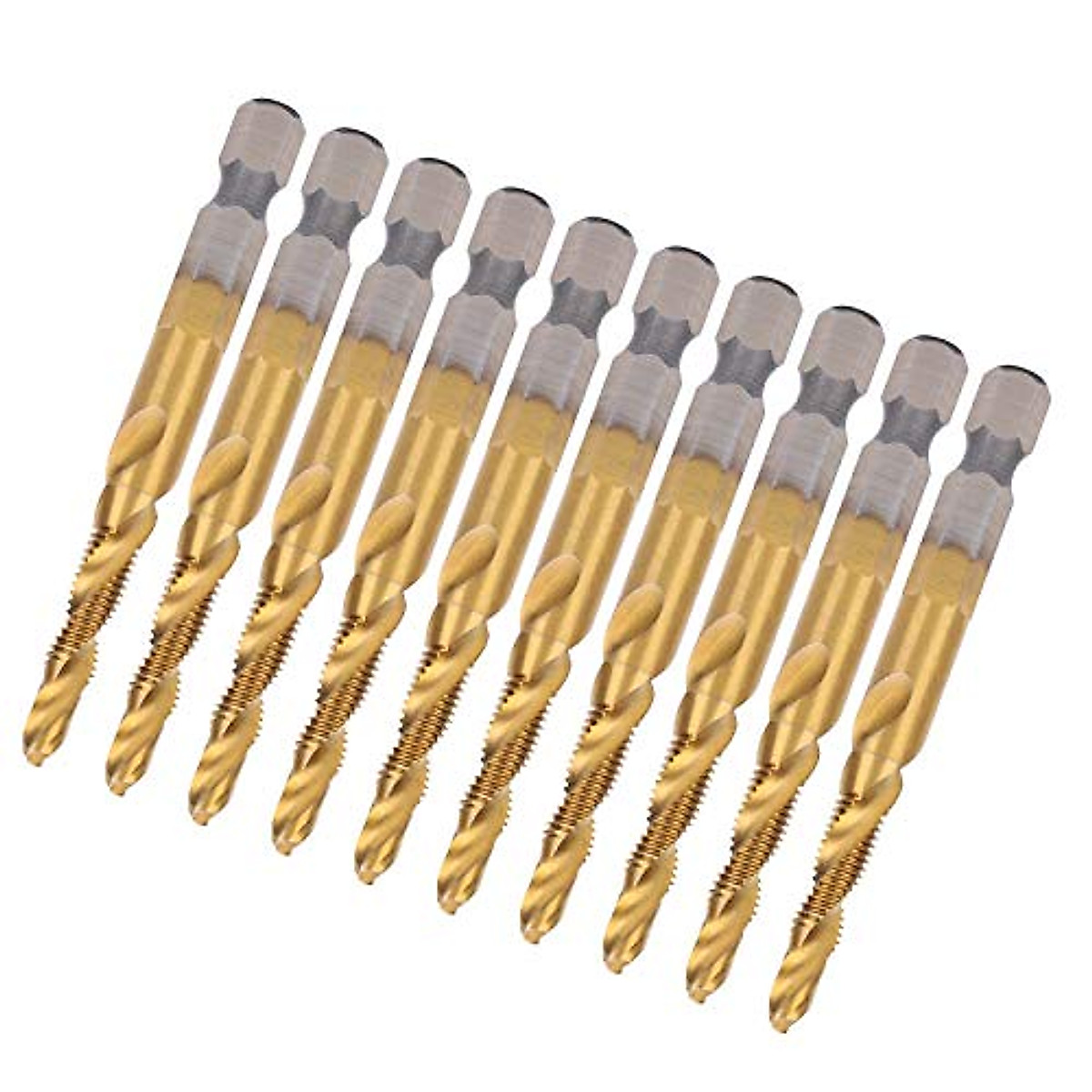 M5 tap, Tap Drill Bits, 4.2 Hex Square Shank High Speed Steel 10Pcs for Drilling Reaming