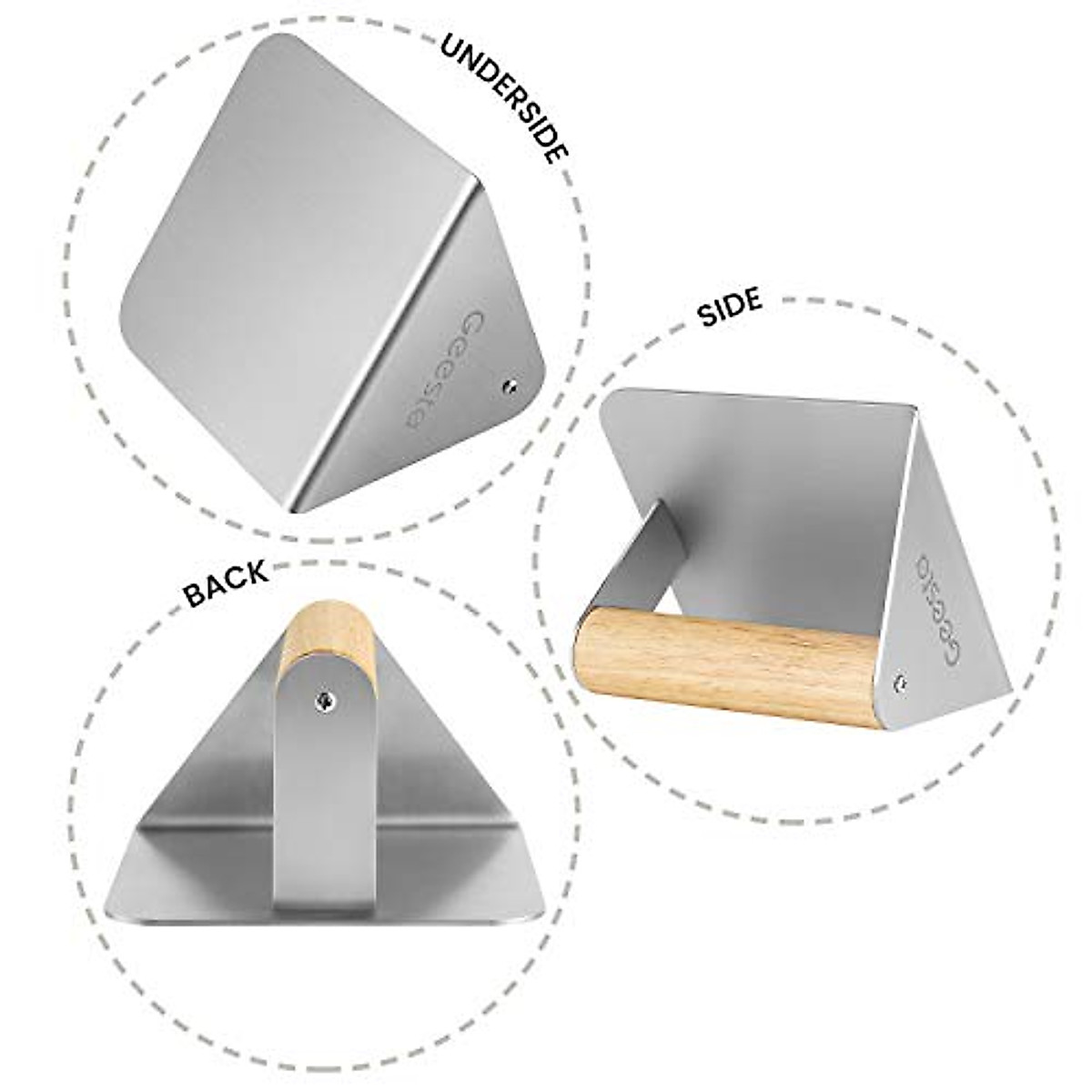 Geesta Smash Burger Press for Griddle – Stainless Steel Grill Press Steak Weight – 5.5“ Burger Smasher with Wood Handle for Professional and Home Cooking – No Rust, Easy to Maintain Than Iron