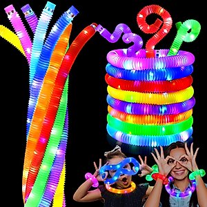 Glow Sticks - 16Pcs Light Up Pop Tubes Party Favors for Kids 4-8-12, 224 LED Glow in the Dark Party Supplies 2024 Graduation Glow Party, Glow Sticks Bulk for Kids Toys Prizes Carnival 4th of July