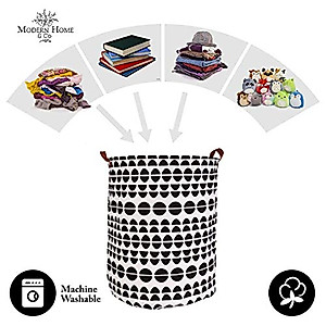 ModernHome & Co 19.7in Tall Laundry Basker Large Hamper Room Storage Decor Waterproof Foldable Canvas Laundry Baskets Kawaii Room Decor Baskets For Organizing Baby Hamper Laundry Bag (Black sm Polka)