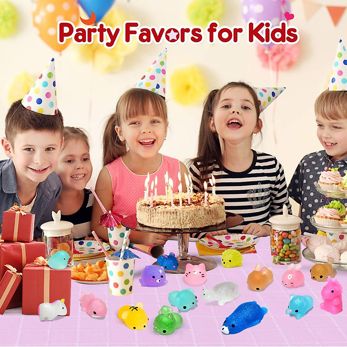 OCATO 40Pcs Mochi Squishys Toys Mini Squishies 2nd Generation Glitter Animal Squishies Party Favors for Kids Adults Stress Relief Toy Treasure Box Prize Classroom Valentine Prizes Easter Egg Fillers