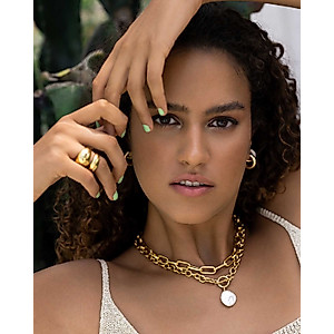 Cult of Sun Baroque Pearl Necklace 18K Gold Plated Tarnish Resistant Freshwater Pearl Necklace Gold Pearl Necklace Toggle Necklace Cultured Pearl Necklace Gold Toggle Necklace Chunky Pearl Necklace