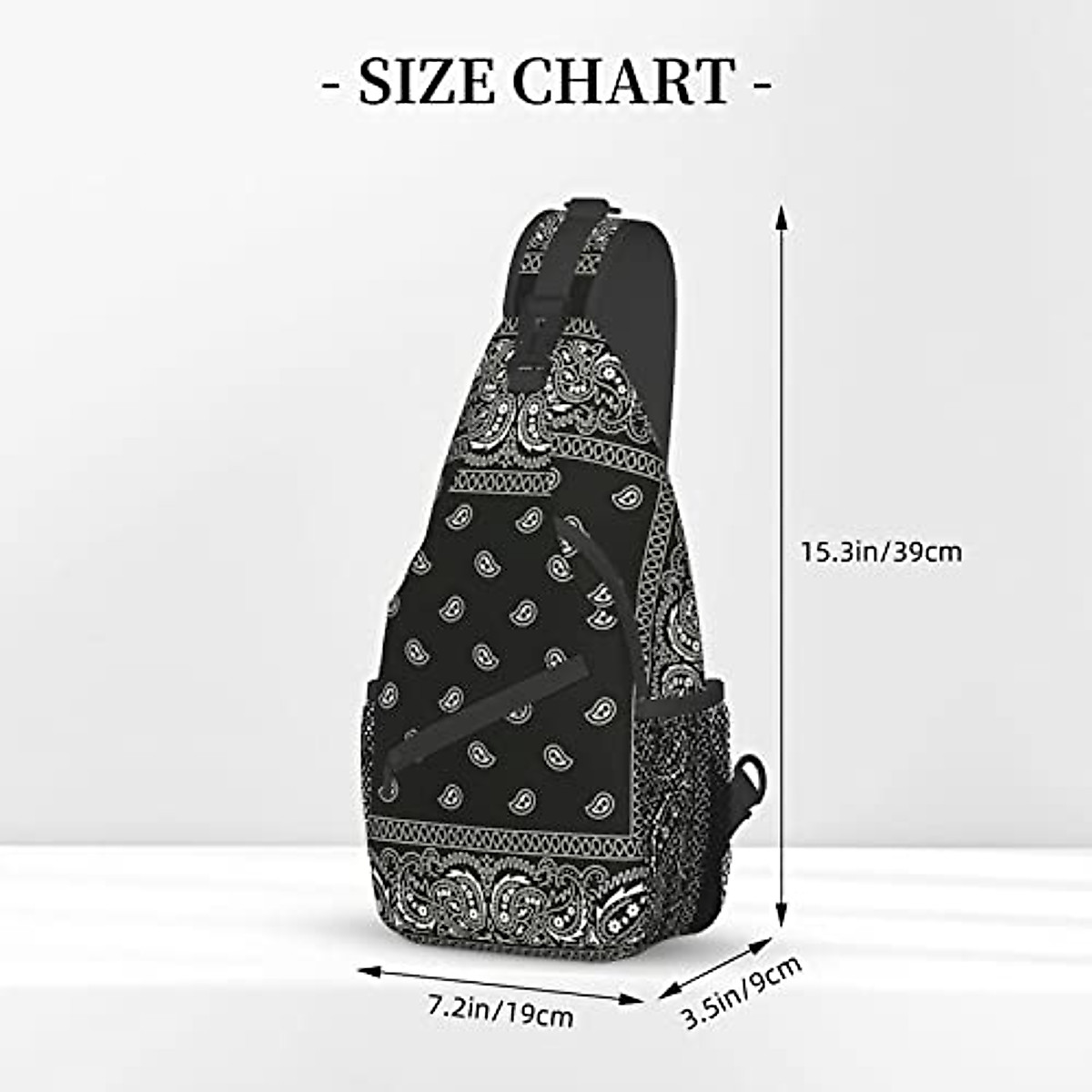 Bandana Black Paisley Bandana Chest Bag Sling Crossbody Backpack Cycling Traveling Hiking Daypack for Men Women