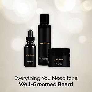 Golden Grooming Co. Everyday Beard Bundle – Complete Beard Care Set | Includes Beard Oil, Balm & Shampoo