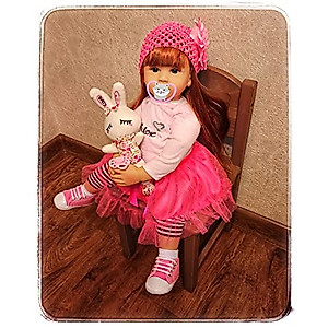 Zero Pam Pinky 24 inch 61cm Lovely Reborn Baby Girl Dolls Toddler Realistic Looking Life Like Baby Doll Vinyl Silicone Long Hair Babies Toy