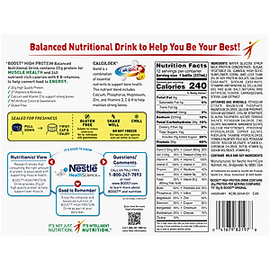 BOOST High Protein Balanced Nutritional Drink, Creamy Strawberry, 8 Ounce Bottle (Pack of 12)