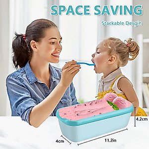 Ice Cream Containers,Silicone Ice Cream Tub Containers for Homemade Ice Cream, 1.5 Quart Ea. Stackable Storage Containers Perfect for Homemade Sorbet, Frozen Yogurt, Stores Easily In Freezer