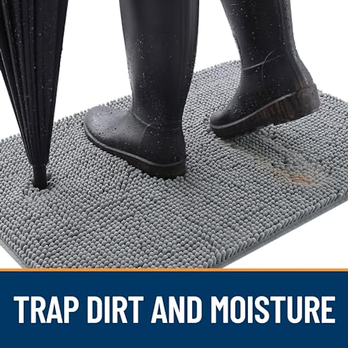 OLANLY Dog Door Mat for Muddy Paws 30x20, Absorbs Moisture and Dirt, Absorbent Non-Slip Washable Mat, Quick Dry Chenille, Mud Mat for Dogs, Entry Indoor Door Mat for Inside Floor, Grey