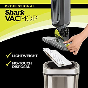 Shark VM252P10 VACMOP Pro Cordless Hard Floor Vacuum Mop with LED Headlights, 12 Disposable Pads & 12 oz. Cleaning Solution, Charcoal Gray